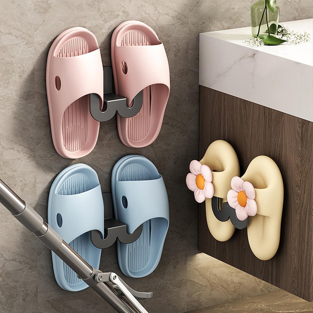 Slipper Rack Wall Mount Drying Slipper Shoes Rack Perforation-Free Wall ...