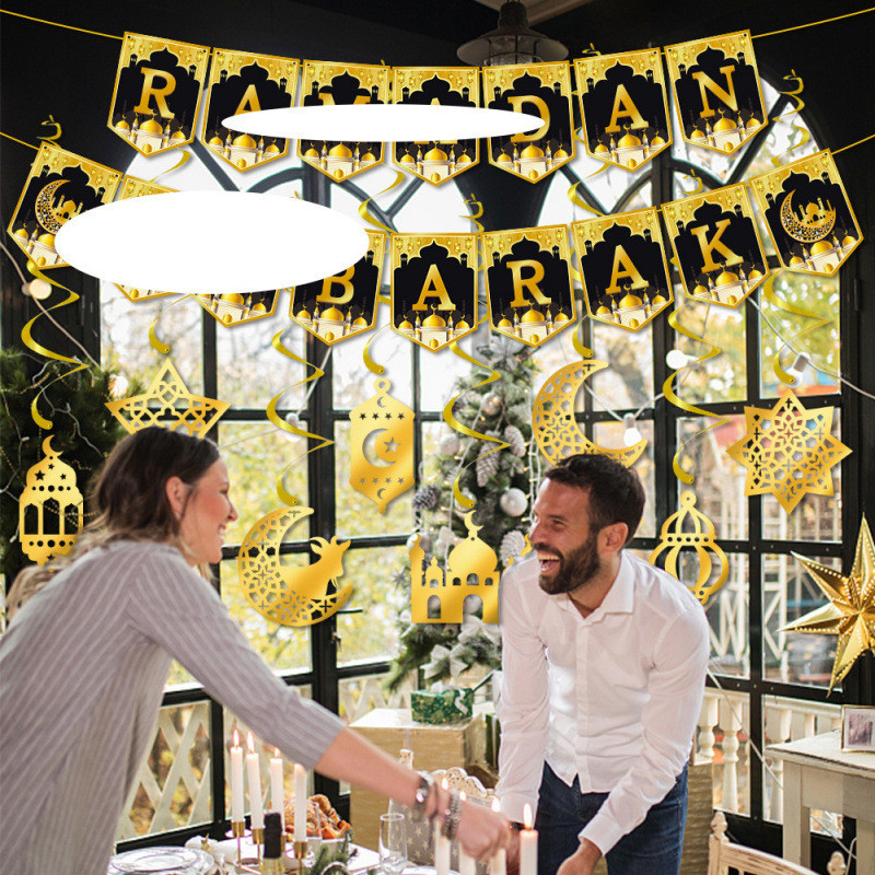 Multi Style Hari Raya Ramadan Flag Spiral Home Decoration Ramadan ...