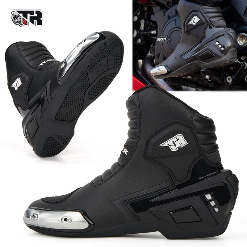Motorbike Boots Motorcycle Armoured Short Ankle Shoes Crash Protection ...