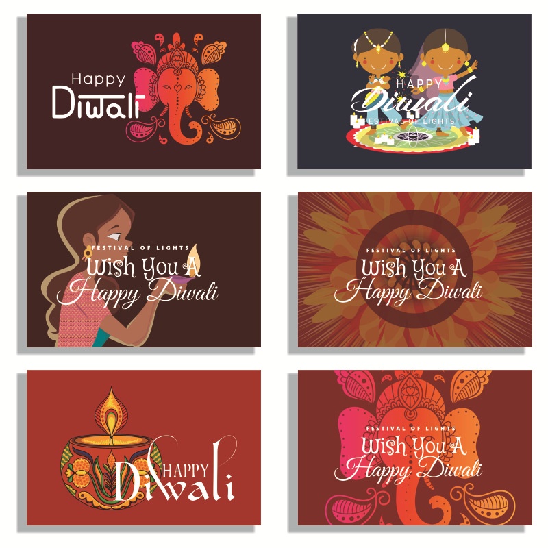 Diwali Greeting Card Gift Cards for Deepavali Folding Postcard Holiday ...