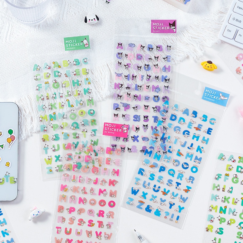 Sanrio English Letter Transparent Sticker Cute Cartoon Alphabet ...