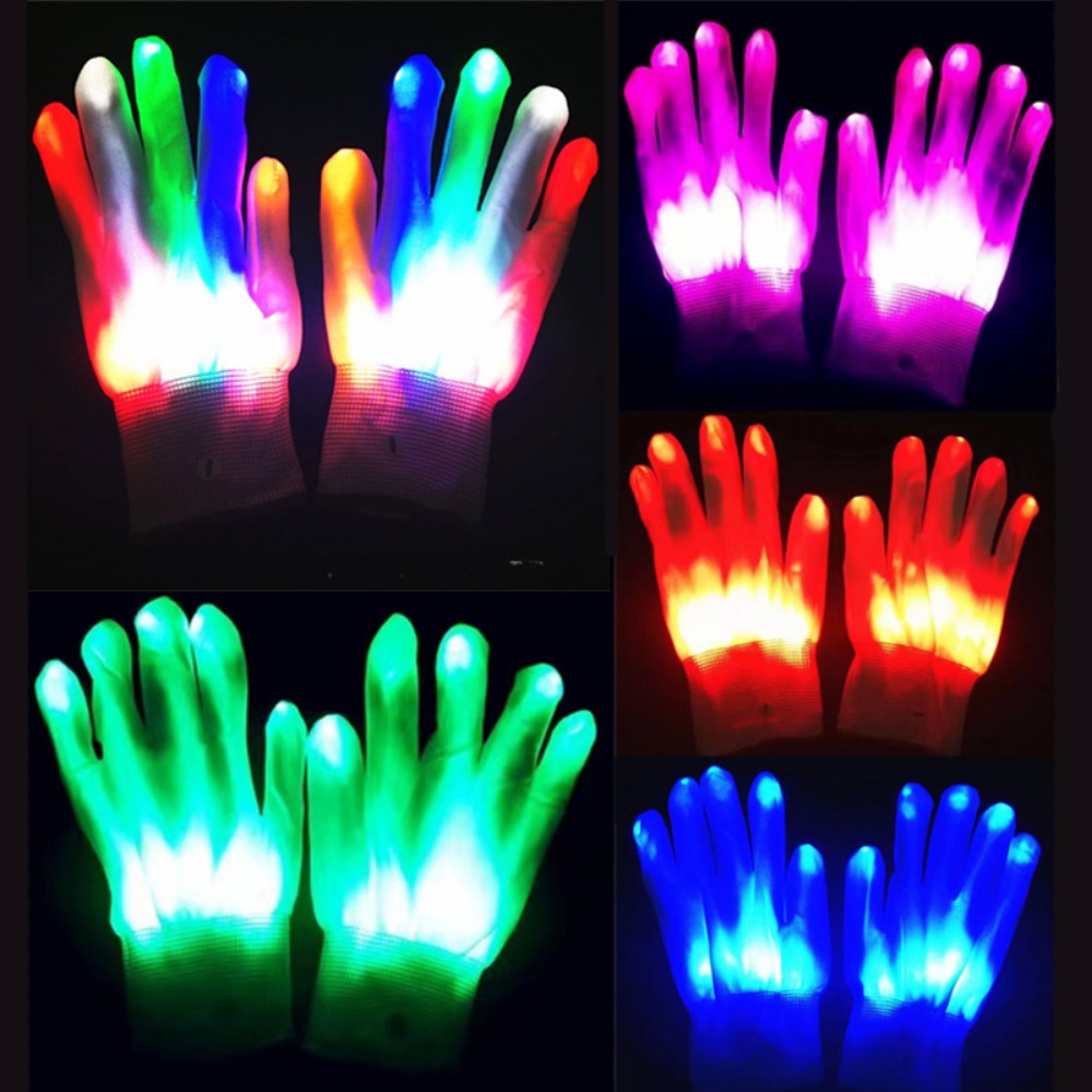 1 Pair LED Gloves Finger Glowing Glove for Adult Children Glowing ...