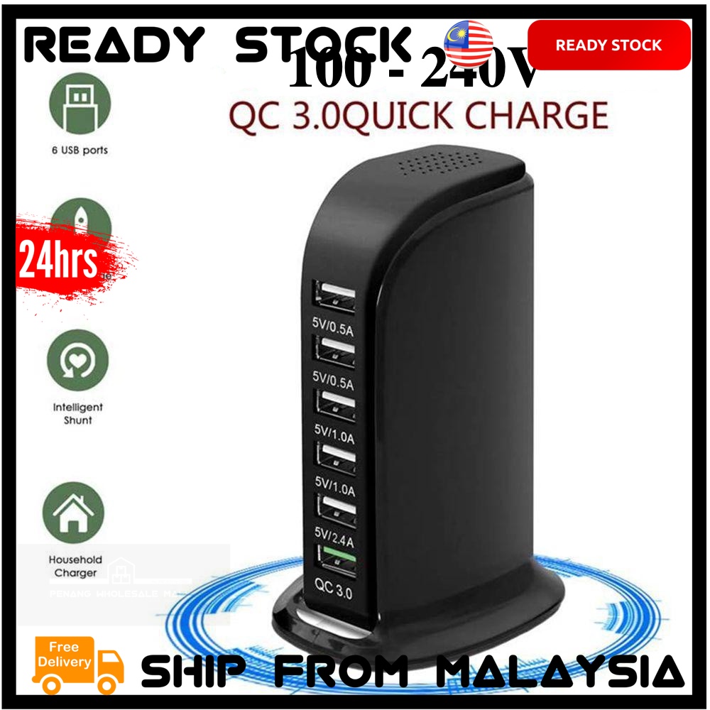 Universal 6 USB Ports 5V 6A 30W Desktop Charging Station Travel Power ...