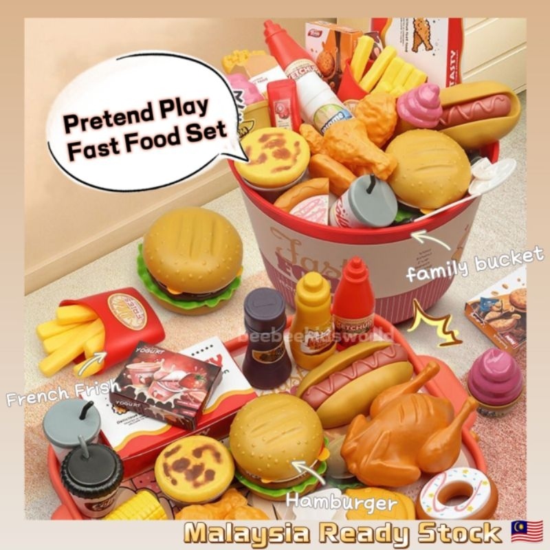 Fast Food Toys For Kids Kitchen Playset Pretend Play Kitchen Food Toys ...