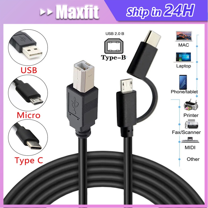 Usb Printer Cable Type C Cable Male To Printer USB B 2.0/Micro USB To ...