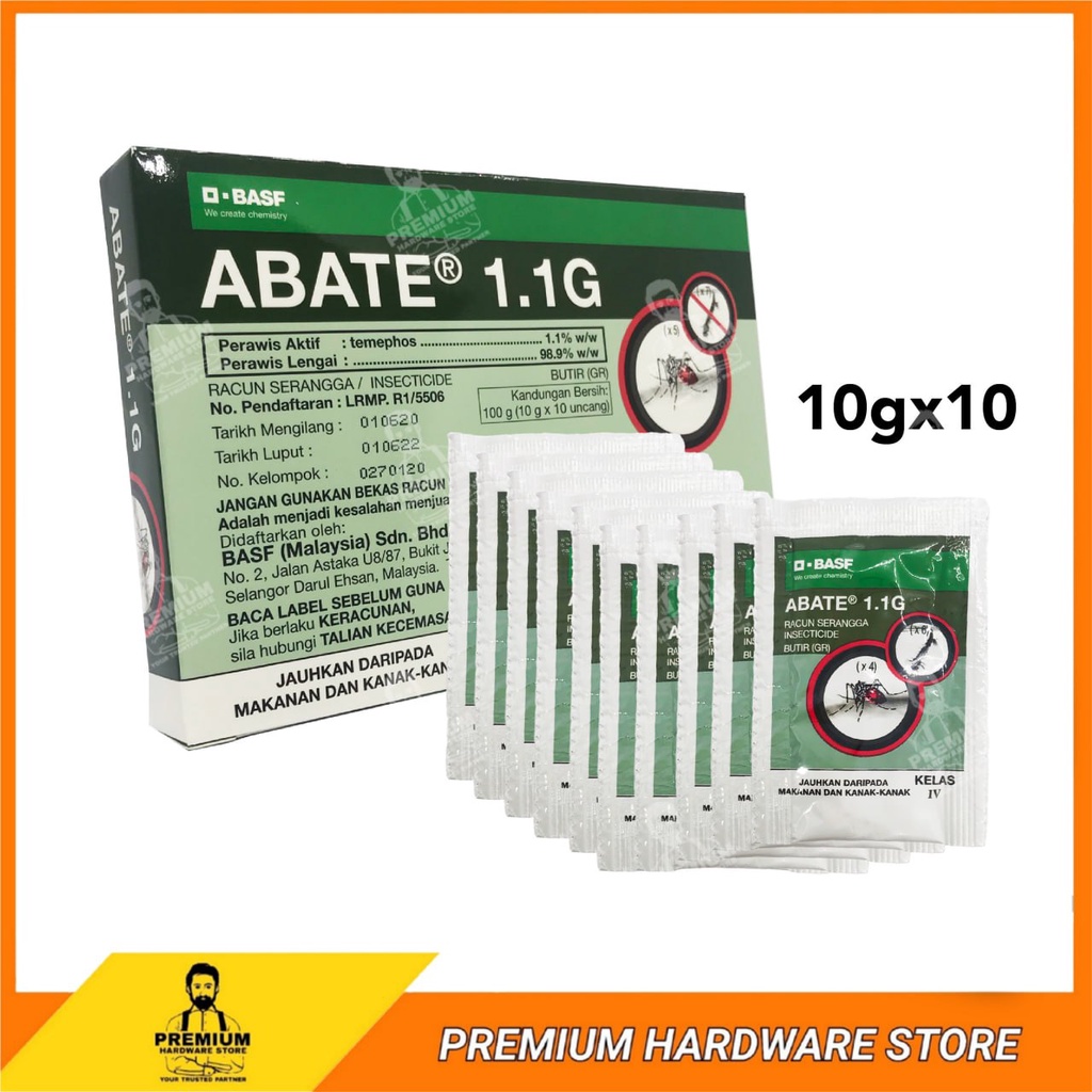 BASF Abate 1.1G 100g (10g x 10 Pcs) Temephos Aedes Mosquito Larva Larvae Killer Ubat Jentik ...