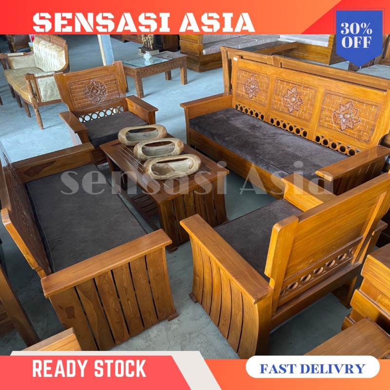 KERUSI KAYU JATI MINIMALIS SOFA KAYU JATI MINIMALIS SOFA SET JATI ...