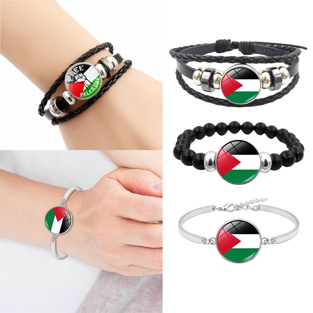 Free Palestinian Leather Braided Bracelet Palestine Flag Wristband ...