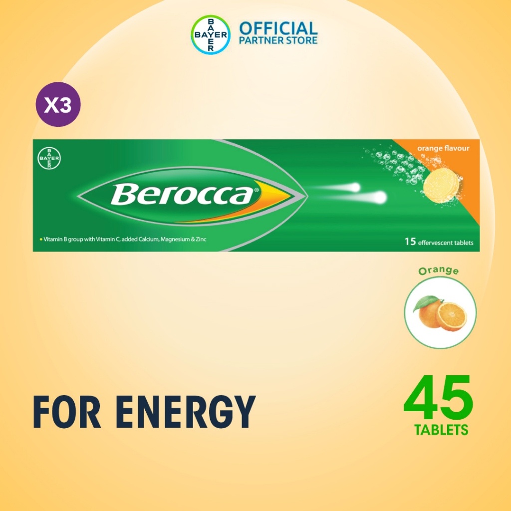 Berocca Effervescent Tablets - Orange (3 Packs x 15 Tablets) | Shopee ...