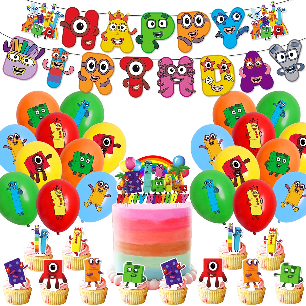34pcs Numberblocks Party Supplies for Kids Include Banner Cake Topper ...