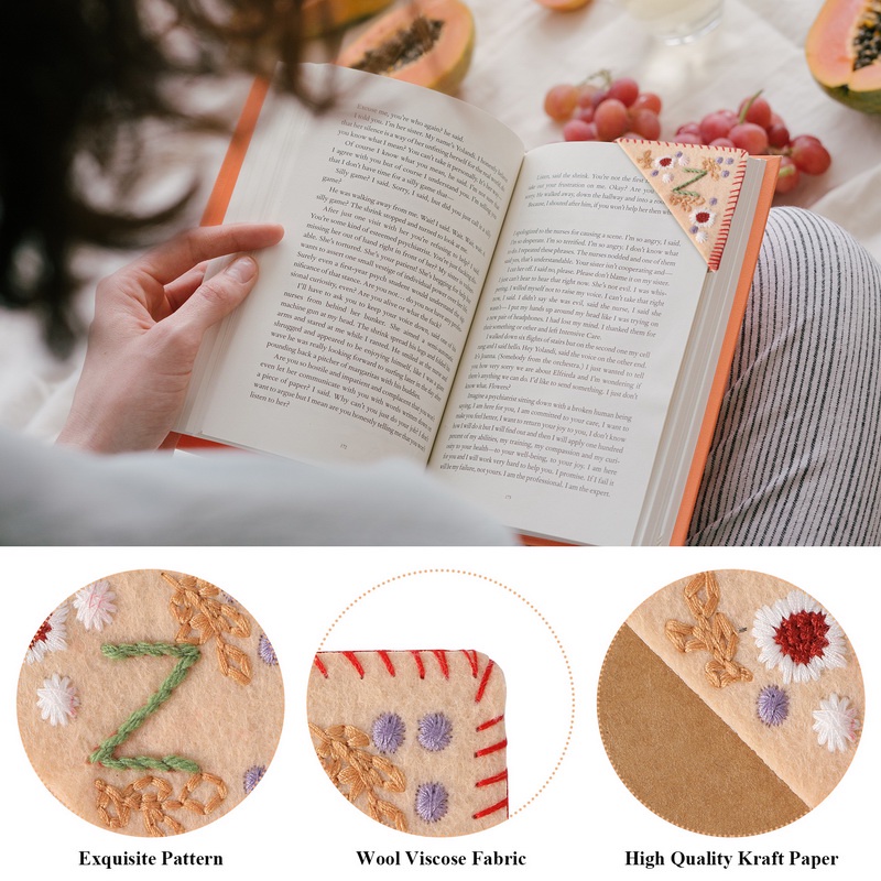 Personalized Hand Embroidered Corner Bookmarks Felt Corner Letter ...