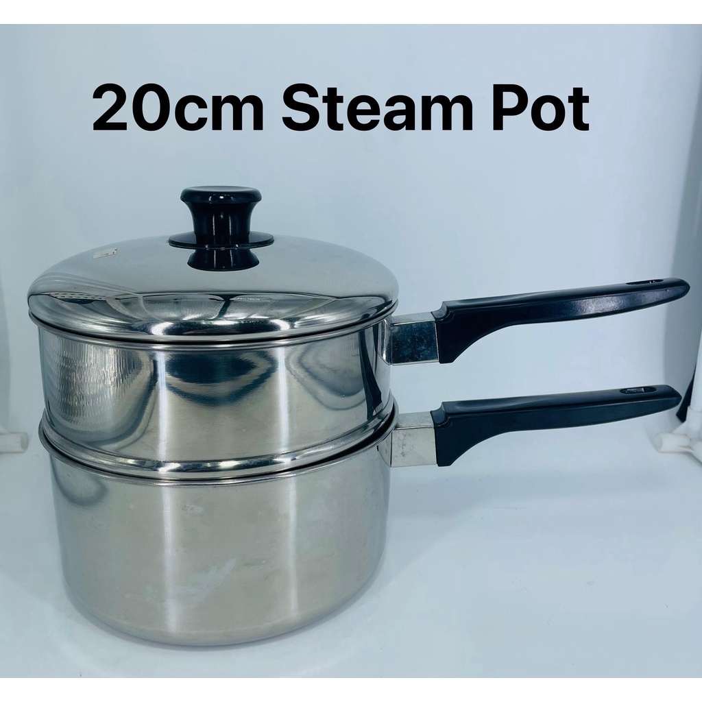 20CM STAINLESS STEEL SAUCEPAN WITH STEAMER | Shopee Malaysia