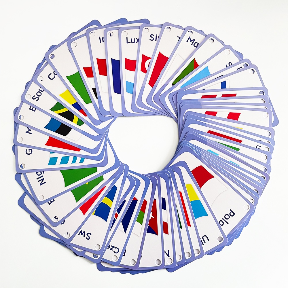 50PCS National Flags of The Country World Flash Cards Early Learning ...