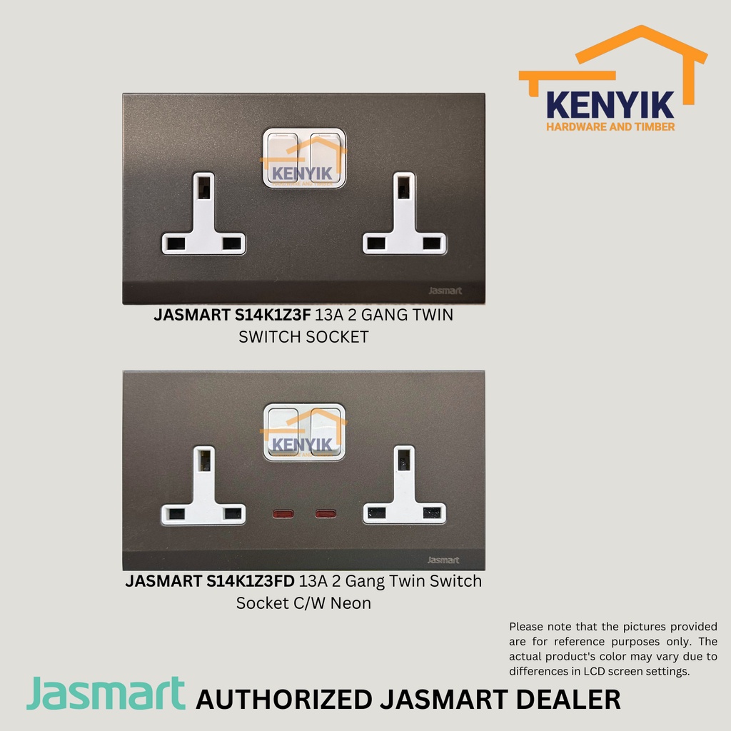 JASMART 13A 2 Gang Twin Switch Socket Outlet (c/w Neon) (S-Series ...
