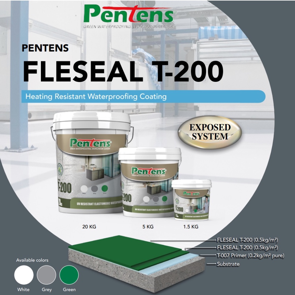 20KG Pentens Fleseal T-200 UV Resistant Elastomeric Waterproofing Coating | Shopee Malaysia