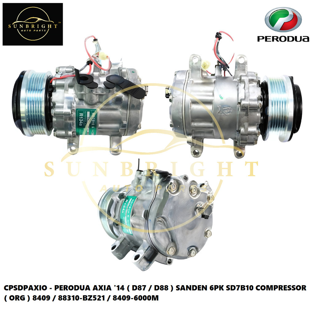 PERODUA AXIA '14 ( D87 / D88 ) SANDEN 6PK SD7B10 COMPRESSOR ( ORG ...