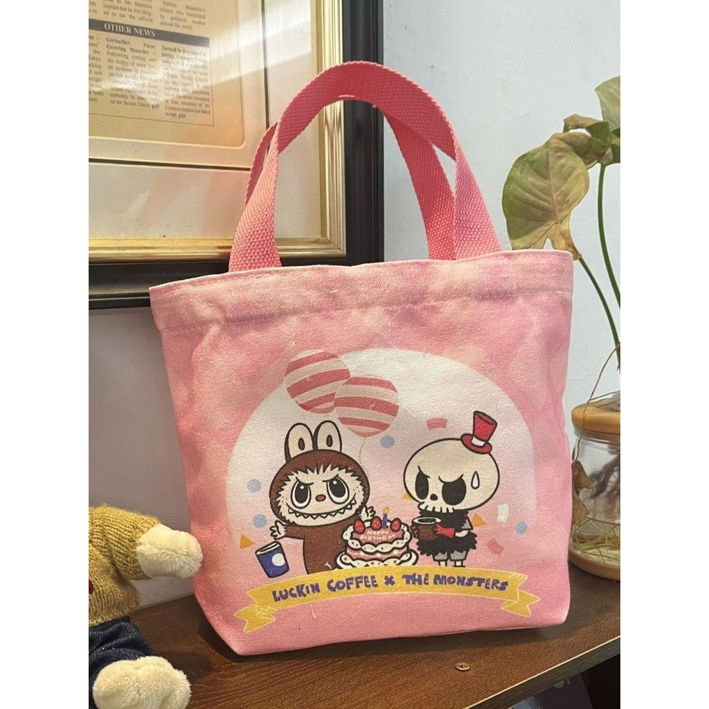 Labubu Bag New Style Tote Bag Cartoon Bento Canvas Lunch Box Bag ...