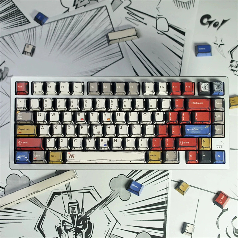 PBT Comic Style Keycaps Cherry Profile Complete Set 141 keys Keycaps ...