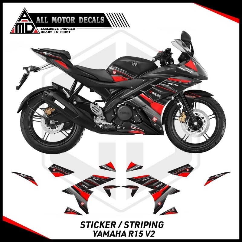 Sticker YAMAHA R15 V2 GRAFIST / STRIPING MOTORCYCLE R15 2nd VERSION ...