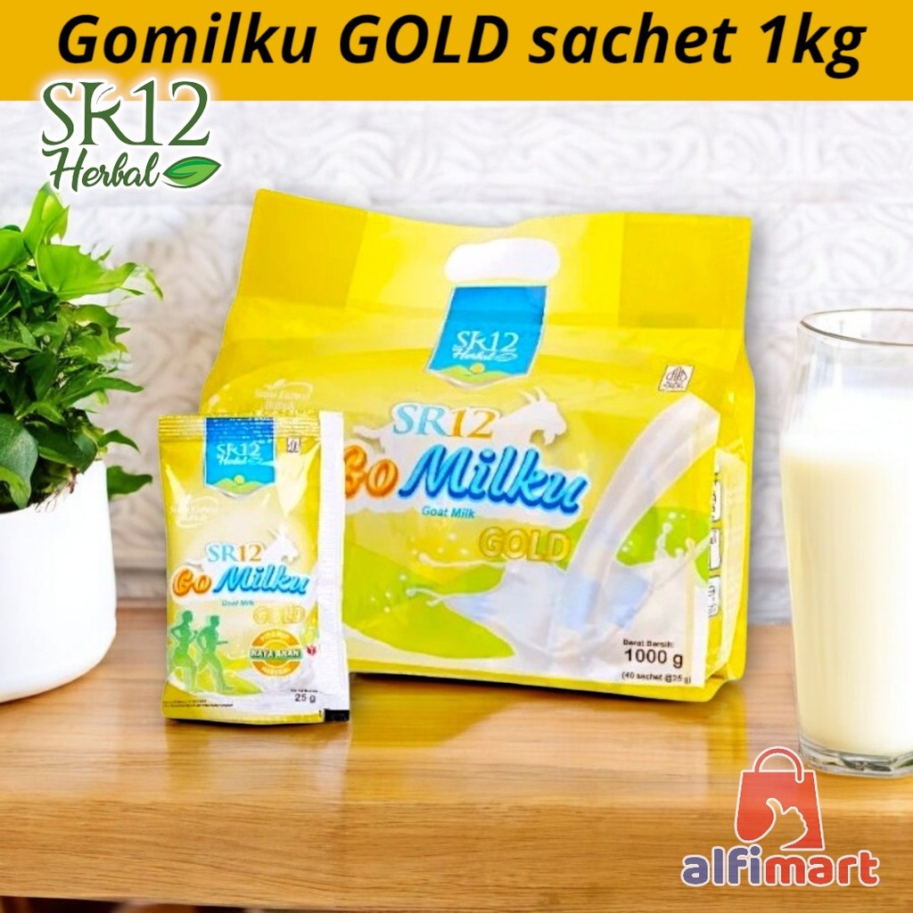 Sr12 Gomilku Gold sachet contains 40 x 25 grams PREMIUM Etawa Goat Milk for the Elderly / Go ...