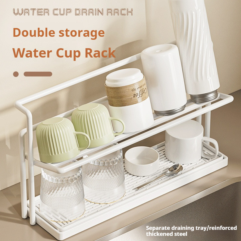 Cup Holder Kitchen Countertop Layered Cupware Rack Glass Bottle Tea Cup ...