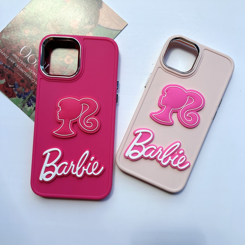 Metal Photo Frame Cute DIY Cartoon Barbie Phone Case For 15 14 13 12 11 ...