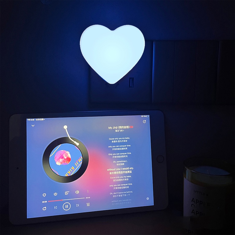 Ins LED Light Heart-shaped Nightlight Bedroom Atmosphere Lamu Bedside ...