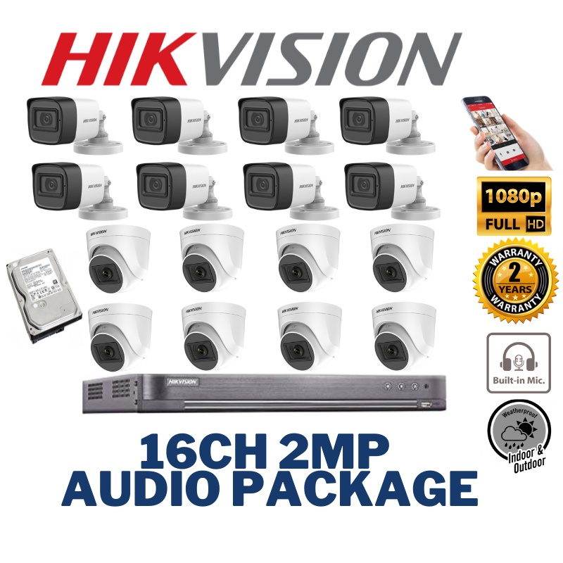 NEW HIKVISION CCTV Set 16 Channel Audio 1080P 2MP-4MP Set With Hardisk ...