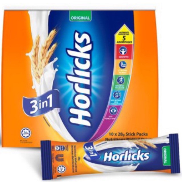 Horlicks 3 in 1 Nutritious Malted Drink 10 x 28g HORLICK ORIGINAL ...