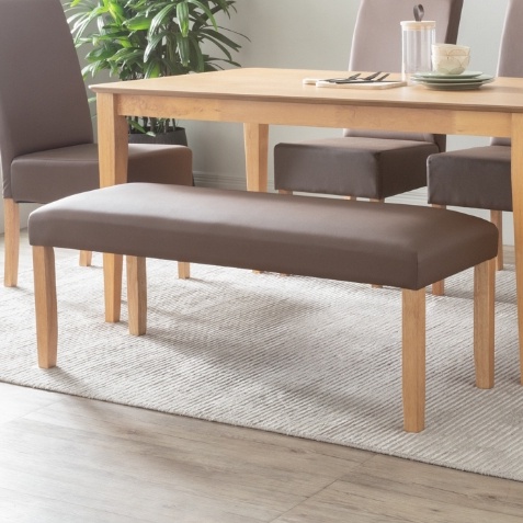 MESSI Mocha Vinly With Natural Color Legs Dining Bench Chair Stool ...