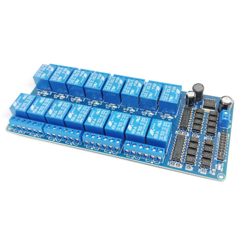 Relay module, relay control board, 16 channels 5V 12V, with optocoupler ...