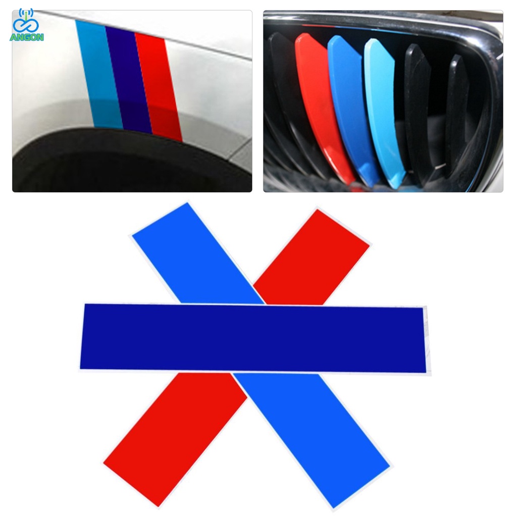 AN 3pcs/set Car Stickers PVC Front Grille Stripe Cover Decals M Power ...
