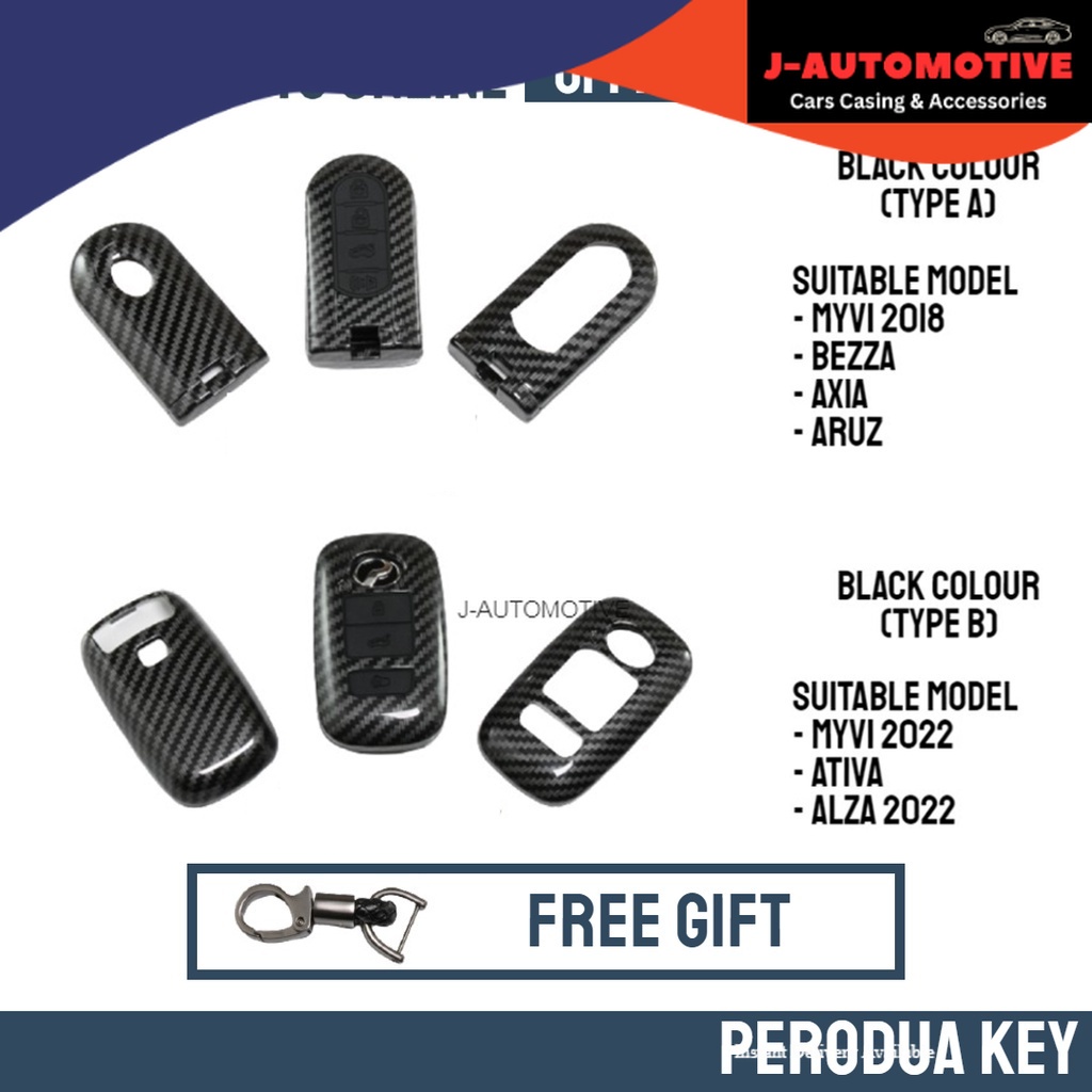 PERODUA AXIA ARUZ BEZZA MYVI ALZA ATIVA Carbon Fiber Keyless Remote Car ...