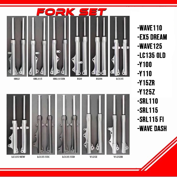 FORK SET Y15 Y125ZR Y100 WAVE WAVE100 WAVE110 DASH SRL115 FI SRL110 ...