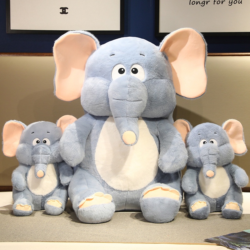 Cute Super Soft Fluffy Blue Elephant Plush Toys Cartoon Stuffed Animals ...