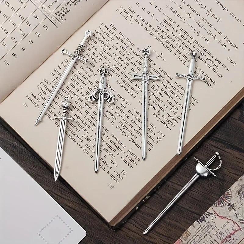 MOHAMM 6pcs/set Antique Swords Knife Bookmark Set Retro Charms Metal ...