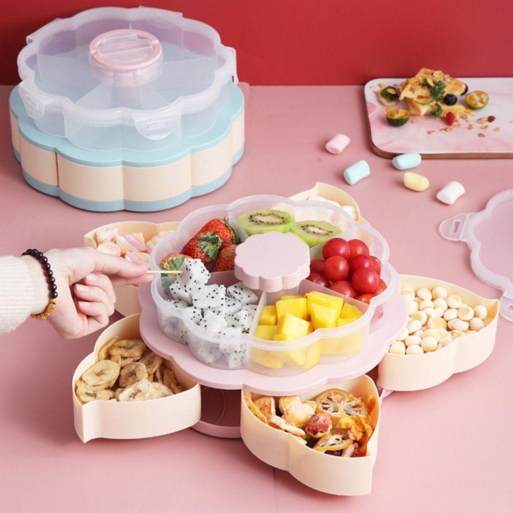 Multifunctional Double Layer Sealable Rotating Candy Box Bekas Kuih ...