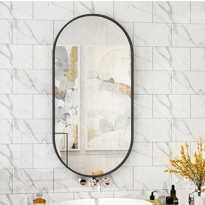 MNS Nordic Oval Bathroom Mirror Wall Hanging Long Oval Bathroom Mirror ...