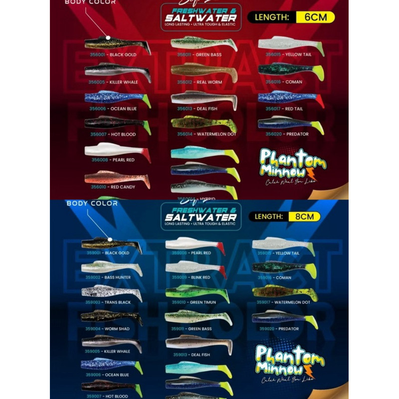 KAIDOKU PHANTOM MINNOW SOFT PLASTIC 6CM & 8CM (6PC/8PC) | Shopee Malaysia