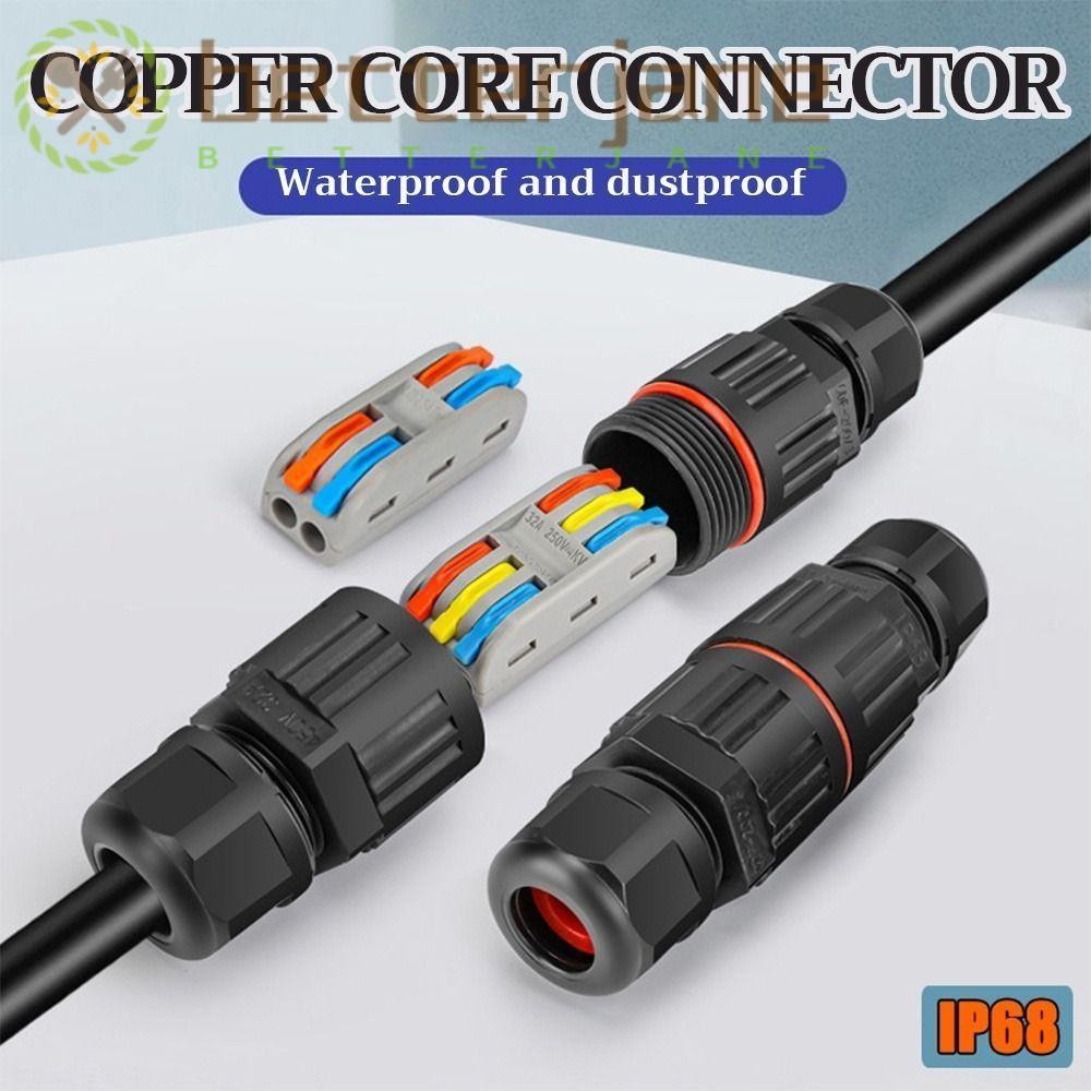 BETTER-JANE Waterproof Cable Connector, Straight Quick Push In 2/3 Pin ...
