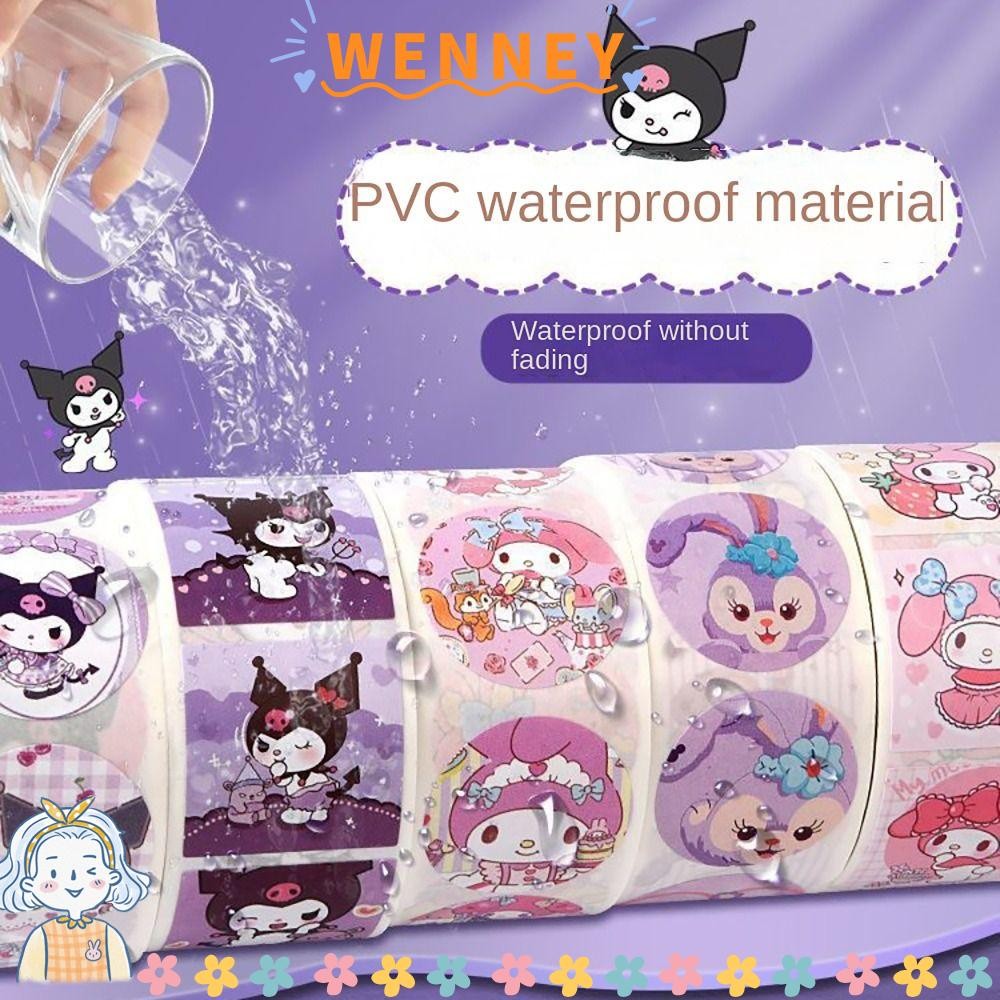 WENNEY 500Pcs/Roll Sanrio Stickers, Self-adhesive Cartoon Style Cartoon ...