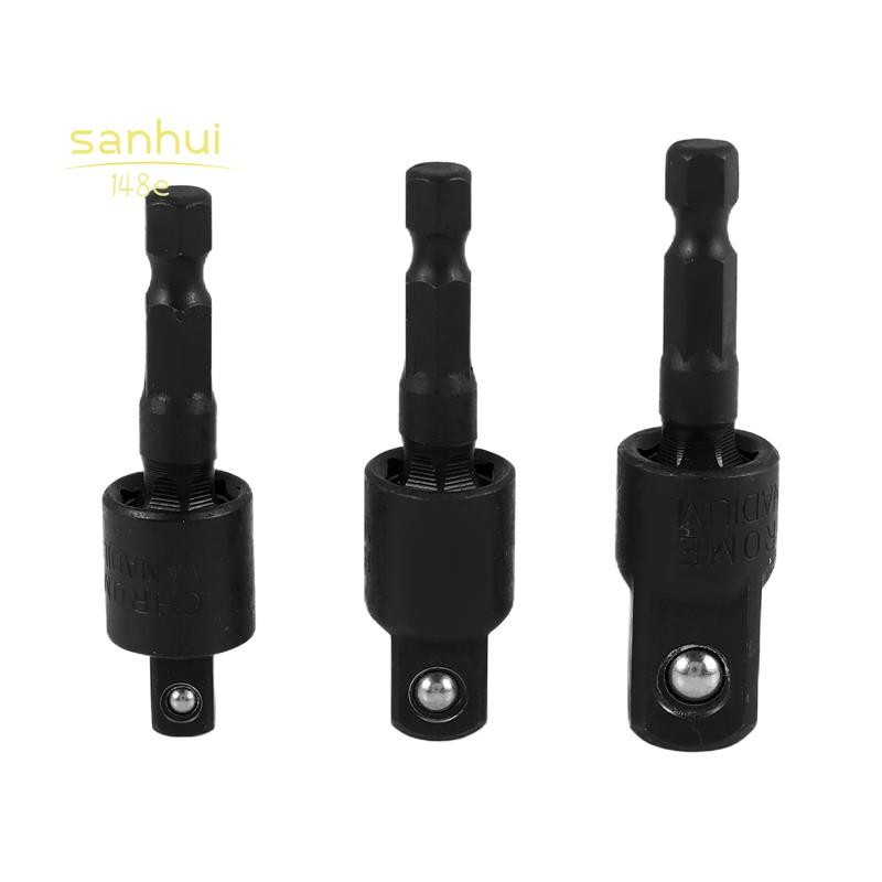 3PC Wobble Socket Adapters Universal Joint Swivel Socket Set, 1/4 Inch ...