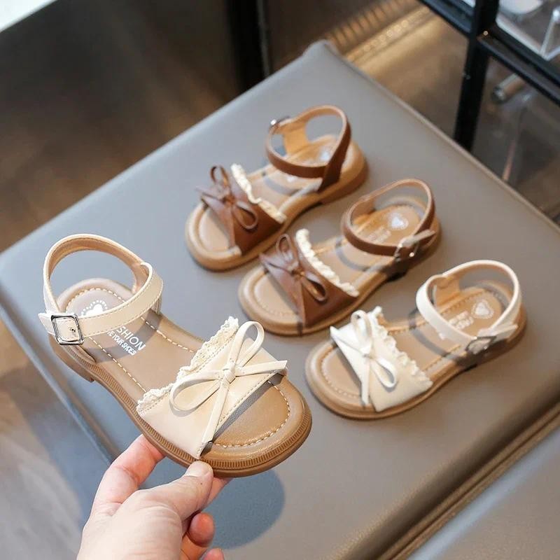 2025 Summer Little Girl Lace Sandals Korean Style New Sandal Beach for Children Fashion Bowknot ...