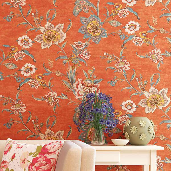 floral wallpaper vintage Kertas dinding bunga pastoral negara Amerika ...