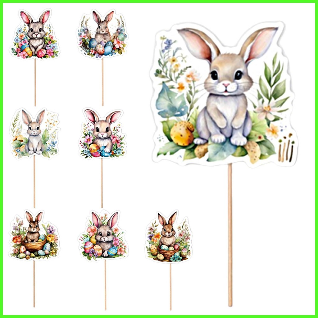 Easter Bunny Cupcake Toppers Cute Food Rabbit 8 Styles Colorful Cake ...
