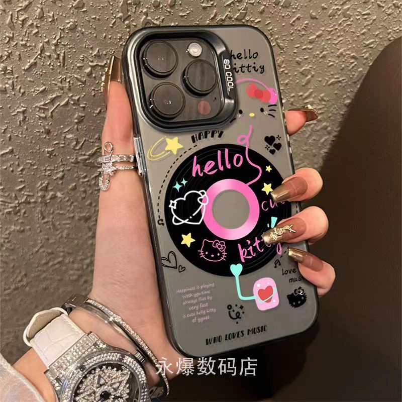 Hello Kitty Record Electroplating Button Soft Shell Shock-resistant ...