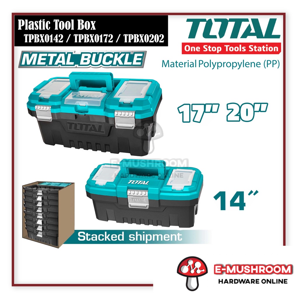 Total Polypropylene Plastic Tool Box with Metal Buckle 14'', 20'', 17 ...