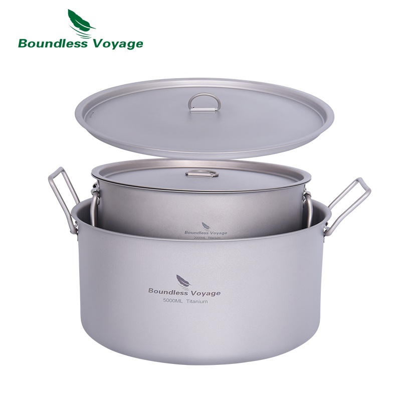Boundless Voyage- Camping Pot 2L / 5L Titanium Hot Pot Outdoor Portable ...