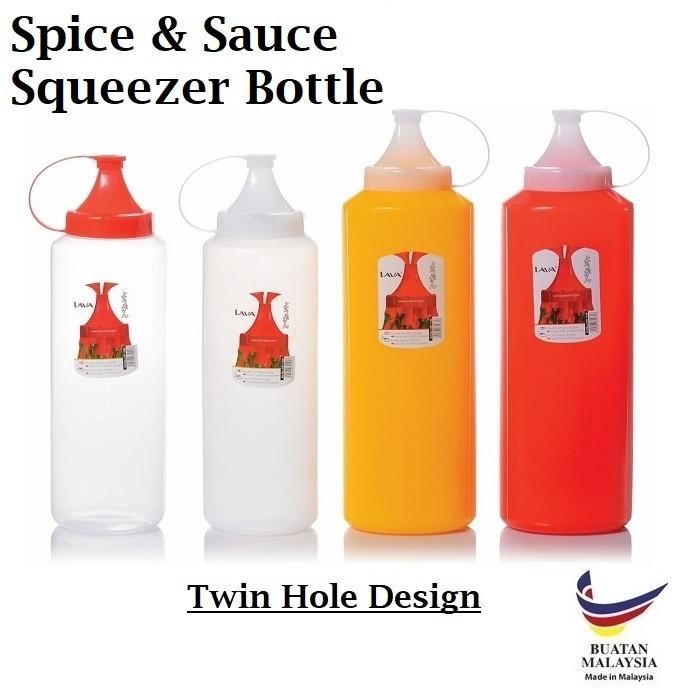 Plastic Twin Hole Spice & Sauce Squeezer Bottle Lubang Berkembar Botol ...