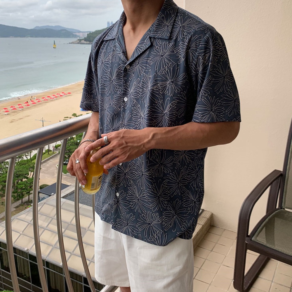 Hawaii Shirt Men Summer Fashion Loose Casual Short Sleeve Beach Flower ...